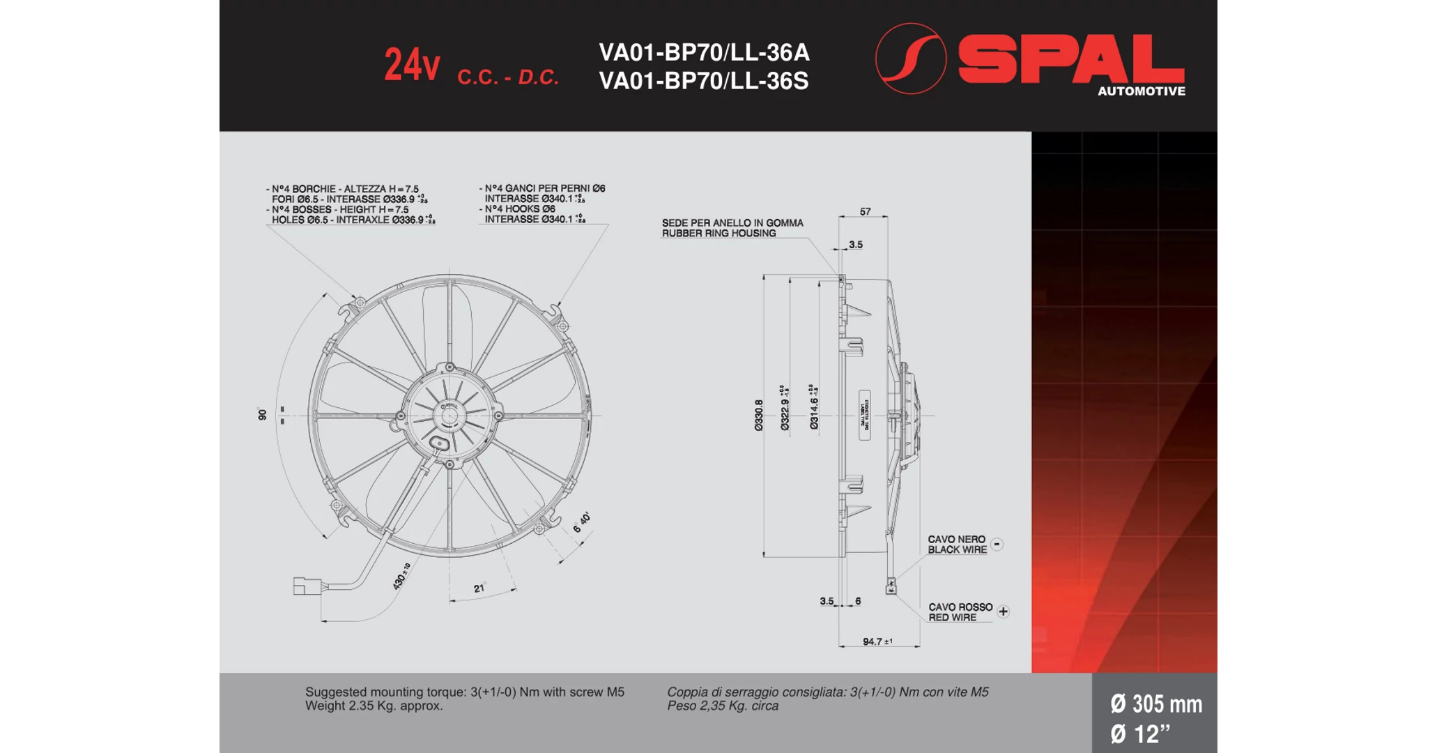VA01-BP70/LL-36S SPAL Ventilátor - SPAL - RIEX KFT. TYTAN, SPAL, ERGI ...